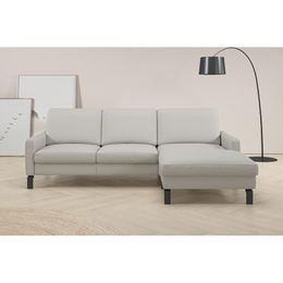 Home Affaire Ecksofa inkl. saugroboterfreundliche H&ouml;he & schmale Armlehnen wei&szlig; 100% Leder B/H/T: 244cm x 86cm x 164cm, Dickleder, Longchair rechts, 