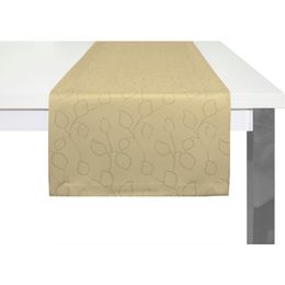 WIRTH Tischl&auml;ufer &raquo;Westport&laquo; Made in Germany, Jacquard Dekostoff, Blatt-Design, Pflegeleicht beige Polyester B/L: 150cm x 40cm, 1 Stk., rechteckig