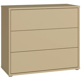 FORTE Kommode &raquo;Alice Springs, Kommode, 3 Schubk&auml;sten B/H/T 94,8/83,1/41,5&laquo; Schubk&auml;sten mit Vollauszug, grifflos,Push to open beige Holzwerkstoff B/H/T