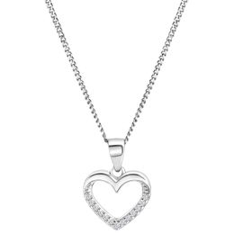 Firetti Damen Kette mit Anh&auml;nger &raquo;Schmuck Geschenk Silber 925 Halsschmuck Halskette Panzerkette Herz&laquo; mit Kristallstein (synth.) silber Silber 925 (