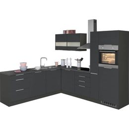 KOCHSTATION Winkelk&uuml;che &raquo;KS-Luhe&laquo; Stellbreite 240x270 cm, wahlweise mit oder ohne E-Ger&auml;ten, MDF-Fronten grau B/H/T: 240cm x 60cm, ohne E-Ger&auml;te