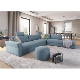 Sit & More sit&more Ecksofa &raquo;Cadabra L-Form&laquo; Breite 356 cm, mit Sitztiefenverstellung blau Samtoptik (100% Polyester);Soft clean (98% Polyester, 2% Polyamid);