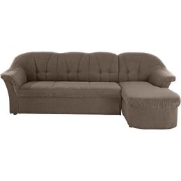 DOMO collection Ecksofa &raquo;Pegnitz, elegante R&uuml;ckensteppung, komfortabel, Breite 238cm, L-Form&laquo; wahlweise mit Bettfunktion braun 100% Polyester B/H/T: 