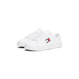 Tommy Jeans Damen Plateausneaker &raquo;TJW LOGO OUTSOLE SNEAKER ESS&laquo; , Freizeitschuh, Halbschuh, Schn&uuml;rschuh mit seitlicher Logoflagge wei&szlig; 35