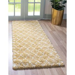 MyFlair Hochflor-L&auml;ufer &raquo;Temara Shag, LAGERR&Auml;UMUNG&laquo; rechteckig 51 mm H&ouml;he Teppich-L&auml;ufer, gewebt, weich & kuschelig gelb Polypropylen (PP) B : 79cm 1 Stk., 