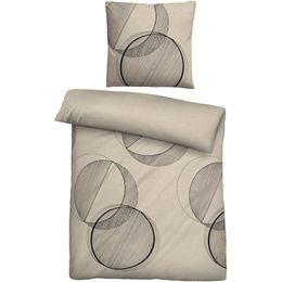 Biberna Bettw&auml;sche &raquo;Circle&laquo; 2 Stk. kuschelig warm, weich, Melange, 100% Baumwolle, made in Germany grau Flanell, Obermaterial: 100% Baumwolle B/L: 155cm x 