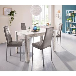 OTTO home Essgruppe &raquo;mit Tisch und 4 St&uuml;hlen&laquo; Set, 5 tlg. Tischbreite 120 cm Esszimmer Set, Tischgruppe wei&szlig; B/H/T: 120cm, Microfaser