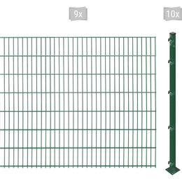 Arvotec Doppelstabmattenzaun &raquo;ESSENTIAL 143 zum Aufschrauben&laquo; Zaunh&ouml;he 143 cm, Zaunl&auml;nge 2 - 60 m gr&uuml;n Kunststoff, Stahl H/L: 143cm x 18m, Pfosten: 10 Stk.