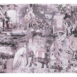 A.S. Cr&eacute;ation Vliestapete &raquo;Dream Flowery&laquo; Ethnomuster abstrakt minimalistisch glatt Vintage Tapete Orientalisch Tapeten Wohnzimmer Schlafzimmer K&uuml;che Flur rosa 