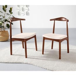 LeGer Home by Lena Gercke Esszimmerstuhl &raquo;Rianne&laquo; (Set) 2 Stk.Gestellrahmen aus massivem Eschenholz, Sitzfl&auml;che mit Webstoffkissen braun Polyester B/H