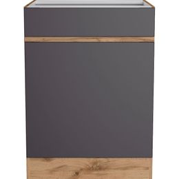 KOCHSTATION Unterschrank &raquo;KS-Riesa&laquo; Breite 60 cm, MDF-Fronten grau Holzwerkstoff wotaneiche, B/H/T: 60cm x 82cm x 60cm, Schubladen: 1 Stk. T&uuml;ren: 1 