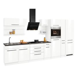 KOCHSTATION K&uuml;chenzeile &raquo;KS-Tulsa&laquo; mit E-Ger&auml;ten, Breite 360 cm, schwarze Metallgriffe, MDF Fronten wei&szlig; B/H/T: 360cm x 60cm