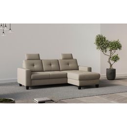 OTTO home Ecksofa &raquo;Varese&laquo; wahlweise mit Schlaffunktion und Bettkasten grau 95%Polyester 5%Polyamid B/H/T: 239cm x 91cm x 164cm, Flachgewebe LINO, 