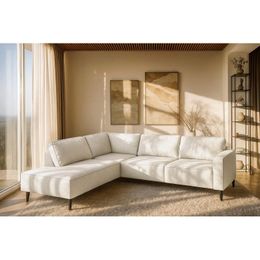 OTTO home Ecksofa &raquo;Fumone, Lederoptik oder Soft-Touch Chenille&laquo; Breite 260, mit schwarzen Massivholzf&uuml;&szlig;en beige 90% PES; 10% NY B/H/T: 260cm x 83cm x 