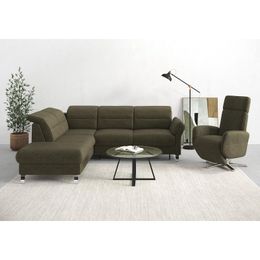 Sit & More sit&more Ecksofa &raquo;Grenoble L-Form mit Federkern&laquo; wahlweise mit Schlaffunktion, Bettkasten, Arm- und Kopfteilverstellung gr&uuml;n B/H/T: 247cm x 85cm x 