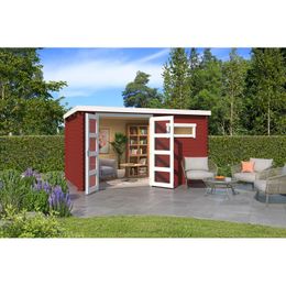 Lasita Maja Gartenhaus &raquo;Augusta&laquo; Blockbohlenhaus 28mm rot Massivholz ohne Fu&szlig;boden, ohne Dacheindeckung