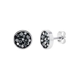 Tom Tailor Damen Tom Tailor Paar Ohrstecker mit Kristallglas schwarz 10mm, Edelstahl