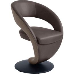 K+w Komfort & Wohnen K+W Komfort & Wohnen Esszimmerstuhl &raquo;Wave, Drehstuhl, Polsterstuhl&laquo; () Design-Drehstuhl, Drehteller in Metall schwarz, Farbkombination braun B/H/T: 