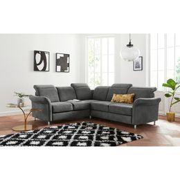 Sit & More sit&more Ecksofa &raquo;Darwin L-Form&laquo; inklusive Federkern, wahlweise mit Kopfteilverstellung, Schlaffunktion blau B/H/T: 249cm x 229cm, Luxus-Microfaser 