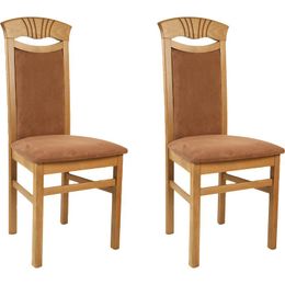 Home Affaire Esszimmerstuhl &raquo;Franz&laquo; (Set) 2 Stk.strapazierf&auml;hige Microfaser, Gestell Buche natur oder wei&szlig;, Holzstuhl braun Massivholz B/H/T: 46cm x 