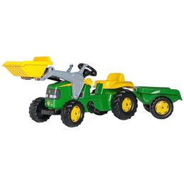 Rolly Toys Trettraktor &raquo;rollyKid, John Deere&laquo; mit Trailer und Lader gr&uuml;n Kunststoff Einheitsgr&ouml;&szlig;e