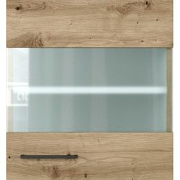 Flex-Well Glash&auml;ngeschrank &raquo;Cara&laquo; 1 Stk. tlg. (B x H x T) 50 x 54,8 x 32 cm, mit Stollenglast&uuml;r braun Holzwerkstoff, Milchglas Artisan Eiche, B/H/T: 50cm x 