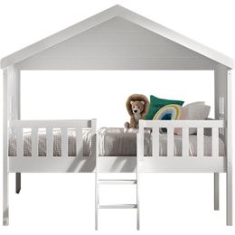 Vipack Hausbett &raquo;Kiefer massiv wei&szlig; lackiert, Made in Europe, stabil gebaut&laquo; B/H/T ca. 213x201,8cm, wahlweise mit und ohne Rutsche, mit Leiter, seitliche 