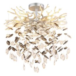 Globo LIGHTING Deckenleuchte &raquo;QUEENA&laquo; E14 1 Stk. Silberfarbene Deckenleuchte mit Rauchglas, H&ouml;he k&uuml;rzbar silber 6, &Oslash; 50cm H: 54cm, 1 Stk.