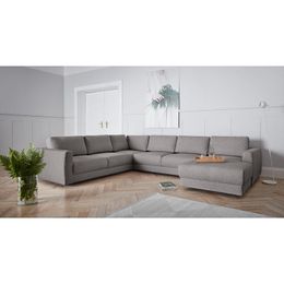 OTTO home Wohnlandschaft &raquo;Hobro U-Form&laquo; in 3 Bezugsqualit&auml;ten in vielen Farben grau Luxus-Microfaser Lederoptik (100% Polyester;Struktur grob (100% 