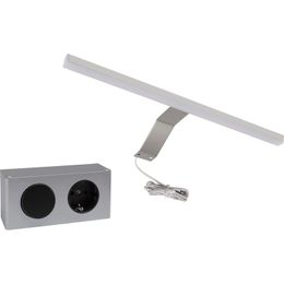 Welltime Aufbauleuchte &raquo;Lucio&laquo; LED-Modul Warmwei&szlig; Spiegelschrank Aufsatzleuchte silber H: 4cm