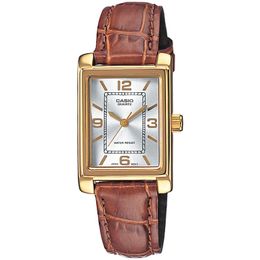 Casio Timeless Collection Damen CASIO TIMELESS COLLECTION Quarzuhr Armbanduhr, Damenuhr, analog, Lederarmband braun Einheitsgr&ouml;&szlig;e