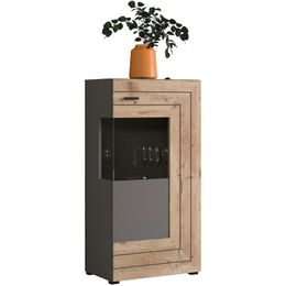 Home Affaire Vitrine &raquo;Aalborg, H&ouml;he 118 cm, 1 Glast&uuml;r, 2 F&auml;cher, 2-farbig, Metallgriffe&laquo; Anrichte, Schrank, Kommode, Midischrank, Wohnm&ouml;bel, 