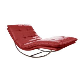 W.Schillig Relaxliege &raquo;daily dreams&laquo; in Waffelkissen-Optik, Schaukelgestell Chrom gl&auml;nzend, in 2 Breiten rot Longlife Xtra-Leder Z59: Glattleder mit 