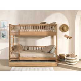 Vipack Etagenbett &raquo;Eiche massiv, Made in Europe, langlebige Qualit&auml;t&laquo; B/H/T ca. 208x176x98cm, Schublade+unterer Rausfallschutz optional, 2 Lattenroste, 