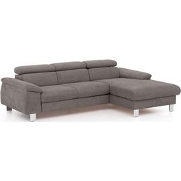 COTTA Ecksofa &raquo;Komaris L-Form, B: 244 cm&laquo; mit Kopfteilverstellung, optional Schlaffunktion, Bettkasten & Licht Microfaser PRIMABELLE (100% Polyester);