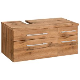 Welltime Waschbeckenunterschrank &raquo;Davos&laquo; Breite 90 cm braun B/H/T: 90cm x 41cm x 47cm, Siphonausschnitt links