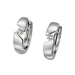 Firetti Damen Paar Creolen &raquo;Schmuck Geschenk Gold 375 Ohrschmuck Creole&laquo; mit Brillant - Spannfassung wei&szlig; 12,8mm, 0,08 SI = kleine Einschl&uuml;sse, 