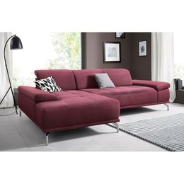 OTTO home Ecksofa &raquo;Caluna, L-Form, B:280cm, Federkern, in Stoff und Leder&laquo; Inkl.Sitztiefenverstellung, wahlweise mit Kopf- und Armteilverstellung lila