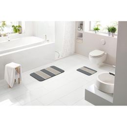 Badematte &raquo;Waymore&laquo; H&ouml;he 18 mm rutschhemmend beschichtet fu&szlig;bodenheizungsgeeignet grau Polyester 2-tlg. Badematte, 2 Stk.