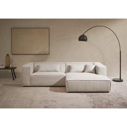 LeGer Home by Lena Gercke Ecksofa &raquo;PIARA Struktur u. Leinenoptik mit Kedernaht L-Form&laquo; wahlweise Ottomane rechts/links, schwarze F&uuml;&szlig;e, bequemer 