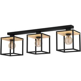 Eglo Deckenleuchte &raquo;LIBERTAD Deckenlampe, Stahl und Holz, E27, IP20, Esstischlampe, Lampe&laquo; E27 1 Stk. Wand-/Deckenleuchte, L86 x B18 x H24cm, schwarz,