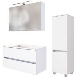 Welltime Badm&ouml;bel-Set &raquo; M&ouml;bel Baabe Waschtisch-Set 3tlg. oder 5tlg.&laquo; 3 Stk. tlg. wei&szlig; Holzwerkstoff Set 3 3tlg.: Waschtisch 100cm breit, 