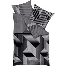 Kaeppel Bettw&auml;sche &raquo;Escape&laquo; 2 Stk. schwarz Mako-Satin, Obermaterial: 100% Baumwolle B/L: 155cm x 220cm, 1 Stk., 1 Stk., Mako-Satin, B/L: 80cm x 80cm, 2 Stk.