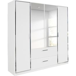Rauch Dreht&uuml;renschrank &raquo;Marl&laquo; mit eleganten Chromgriffen sowie Aufleistungen wei&szlig; Holzwerkstoff B/H/T: 181cm x 197cm x 54cm