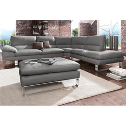 Calia italia Ecksofa &raquo;Dave, italienisches Designsofa mit erstklassigem Sitzkomfort, L-Form&laquo; mit tollen Lederbez&uuml;gen grau NaturLeder Sorrento;Leder 