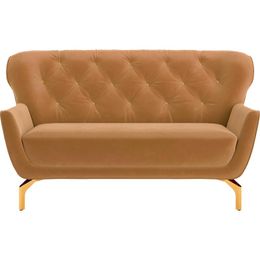 Sit & More sit&more 2-Sitzer &raquo;Orient 3&laquo; inkl. 2 Zierkissen mit Strass-Stein, goldfarbene Metallf&uuml;&szlig;e gold 100% Polyester B/H/T: 153cm x 89cm x 88cm, Samtoptik