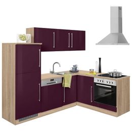 KOCHSTATION Winkelk&uuml;che &raquo;KS-Samos&laquo; Stellbreite 230x170 cm, wahlweise mit E-Ger&auml;ten, mit Arbeitsplatte lila B/H/T: 230cm x 200cm x 60cm, ohne E-Ger&auml;te