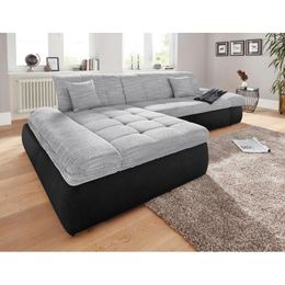 DOMO collection Ecksofa &raquo;PB MORIC wahlweise mit Bettfunktion + Armteilverstellung, L-Form&laquo; im XXL-Format, B/T/H:300/172/80 cm, feine Steppung silber 