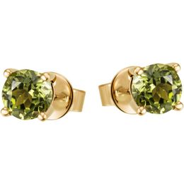 Firetti Damen Paar Ohrstecker &raquo;Schmuck Geschenk Gold 375 Gold 585 Ohrschmuck Ohrringe Solit&auml;r&laquo; mit unterschiedlichen Edelsteinen gr&uuml;n 5mm, Gelbgold 
