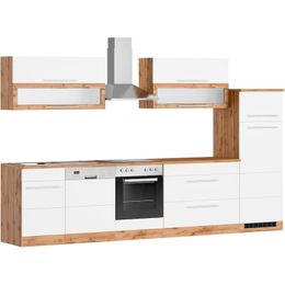 KOCHSTATION K&uuml;chenzeile &raquo;KS-Wien&laquo; Breite 330 cm, wahlweise mit E-Ger&auml;ten wei&szlig; B/H/T: 330cm x 200cm x 60cm, ohne E-Ger&auml;te